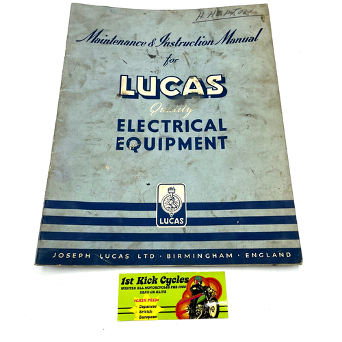 VINTAGE LUCAS ELECTRICAL EQUIPTMENT MOTORCYCLE MAINTENANCE ...