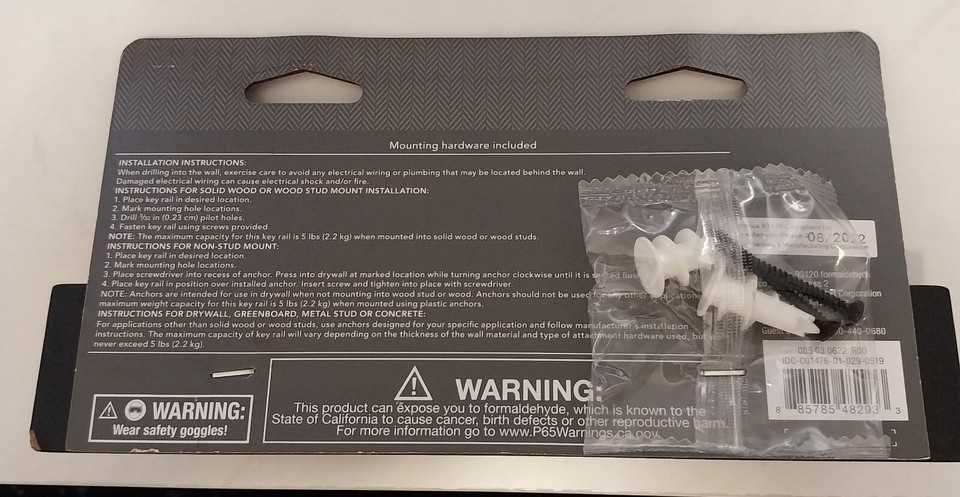 Threshold Key Rail with 4 Key Hooks 8 3/4" Vintage Black and Nickel ...