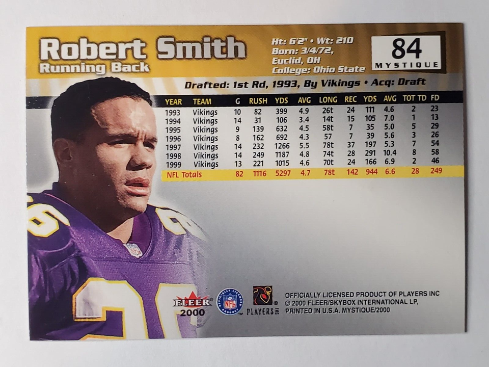 2000 Fleer Mystique #84 Robert Smith Minnesota Vikings | eBay