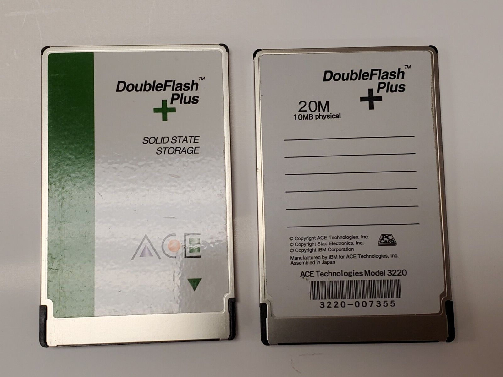 Ace Technologies 20MB Double Flash Plus Solid State Storage PCMCIA Card ...