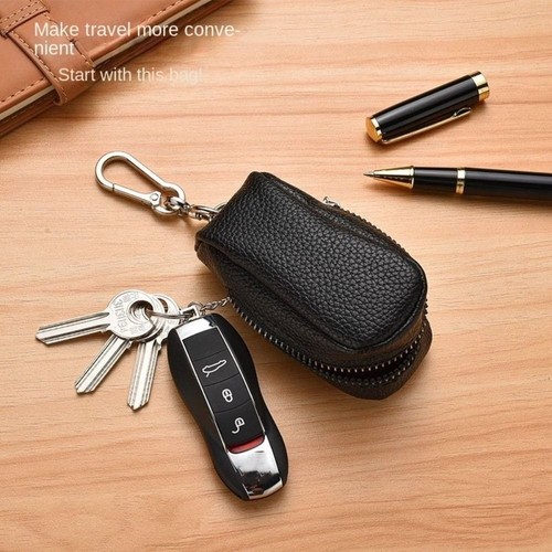 Leather Key Pouch Bag Zipper Car Key Bag Unisex Coin Purse Men Women | eBay