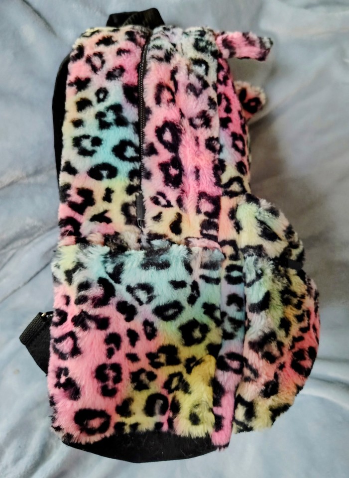 Pink Leopard Fuzzy Backpack W/ Ears! Super Cute | eBay