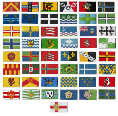 UK County Flag Embroidered Patch Badge style T4. Sew / iron on, 6 x 3 ...