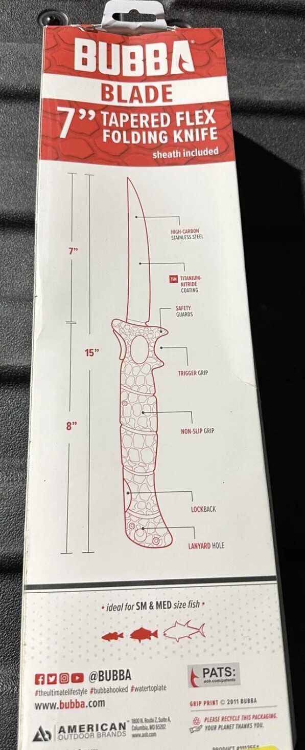 Bubba Blade BB1-7F 7" Tapered Flex Fillet Knife - Red for sale online ...