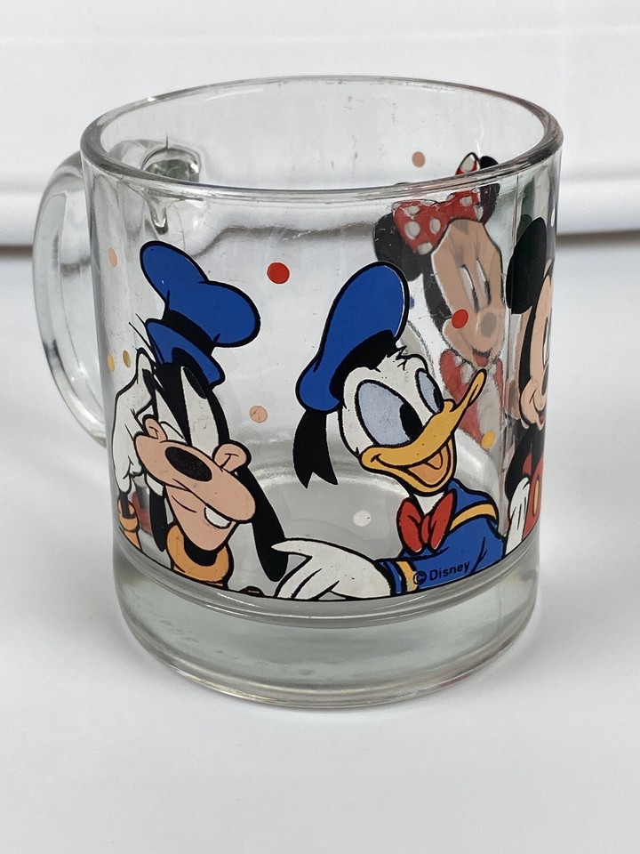 Disney Mickey Mouse Minnie Donald Duck Goofy Drinking Glass handled | eBay