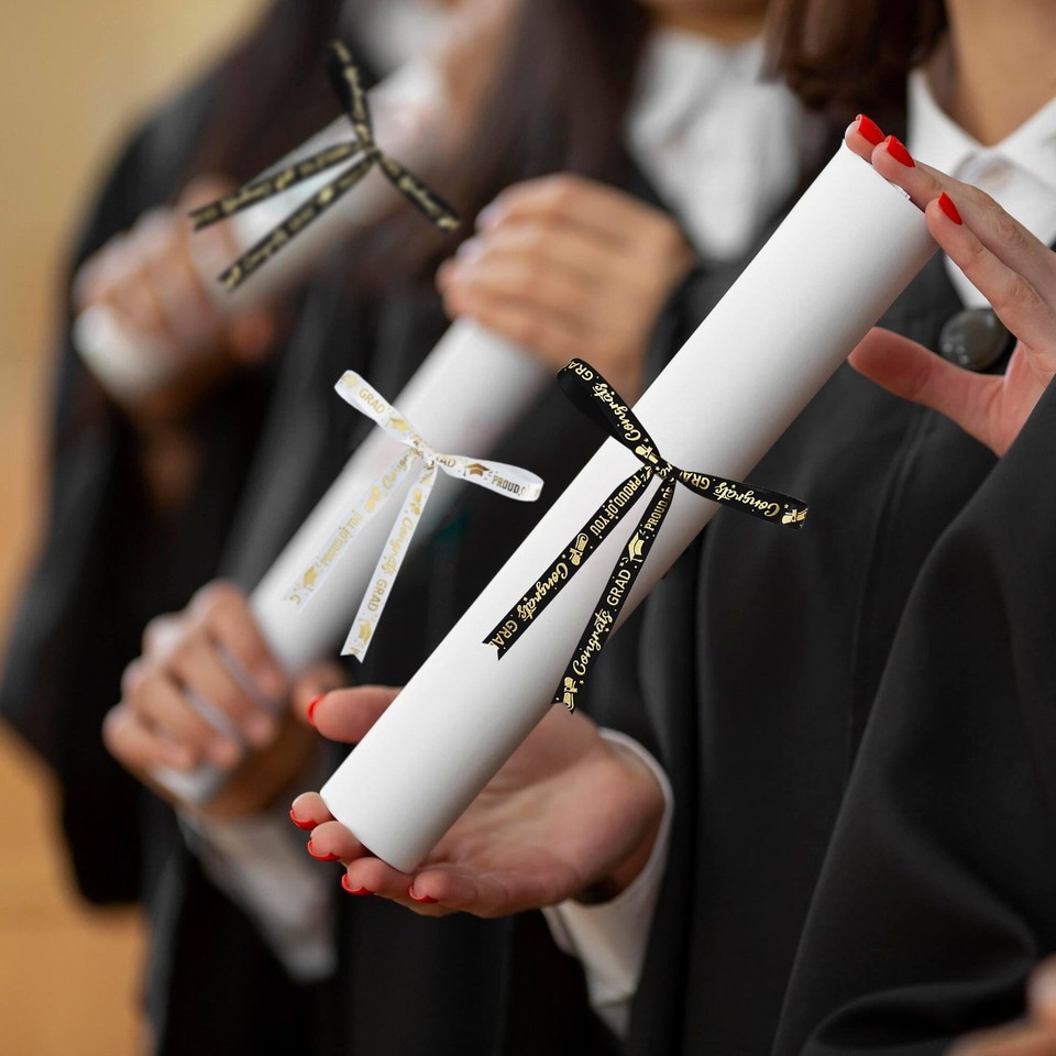 2 Rolls Graduation Ribbons 3/8 Inch 10 Yards/roll White/Black Congrats ...