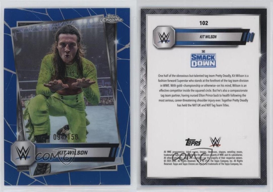 2025 Topps Chrome WWE Blue Refractor 94/150 Kit Wilson #102 0jr1 | eBay