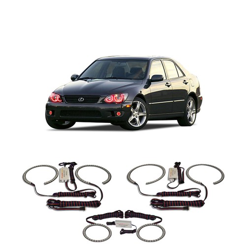 Bright Red Angel Eye Headlight & Fog Light Halo kit for Lexus is300 01 ...