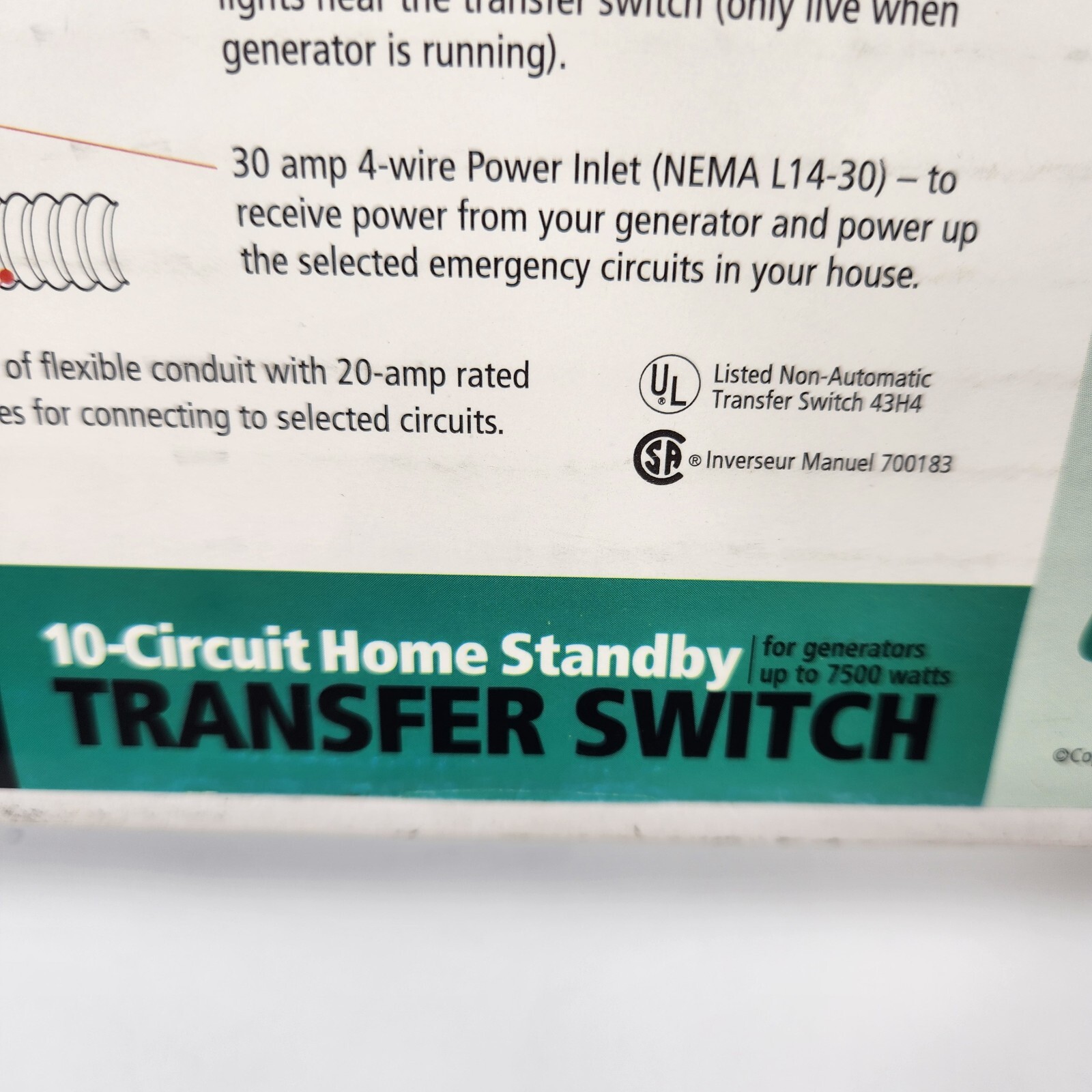 GenTran 6 Circuit Manual Transfer Generator Switch 20216 for sale ...