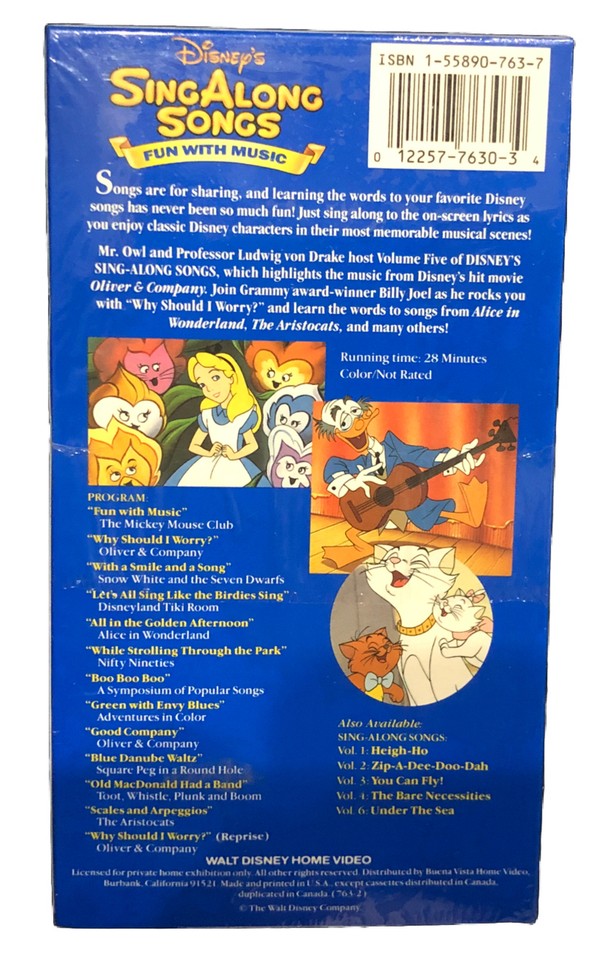 Disney’s Sing Along Songs Fun With Music Volume 5-VHS-SHIPS N 24 HOURS ...