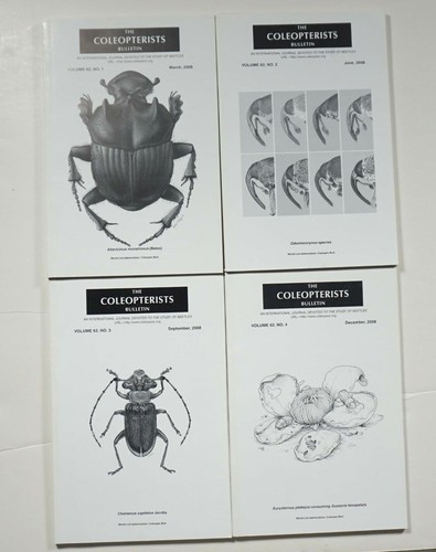 The Coleopterists Bulletin Volume 62 2008 Complete 4 Issues Entomology ...