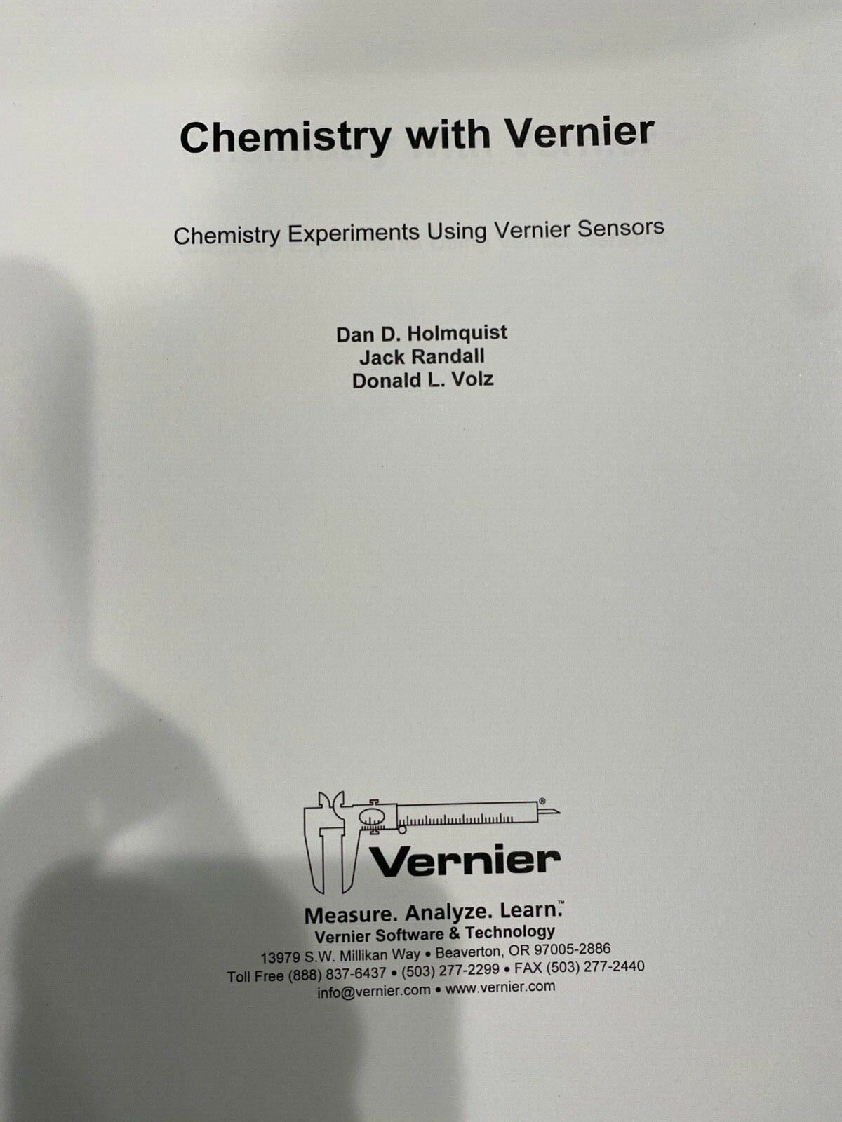 Chemistry with Vernier. Includes CD. Experiments including Vernier ...