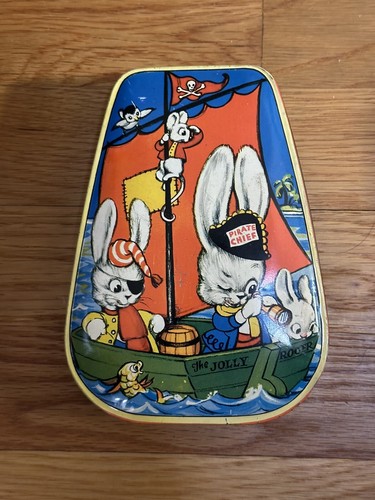 Vintage Easter Bunnies Candy Tin Pirate Chief The Jolly Roger Made In ...