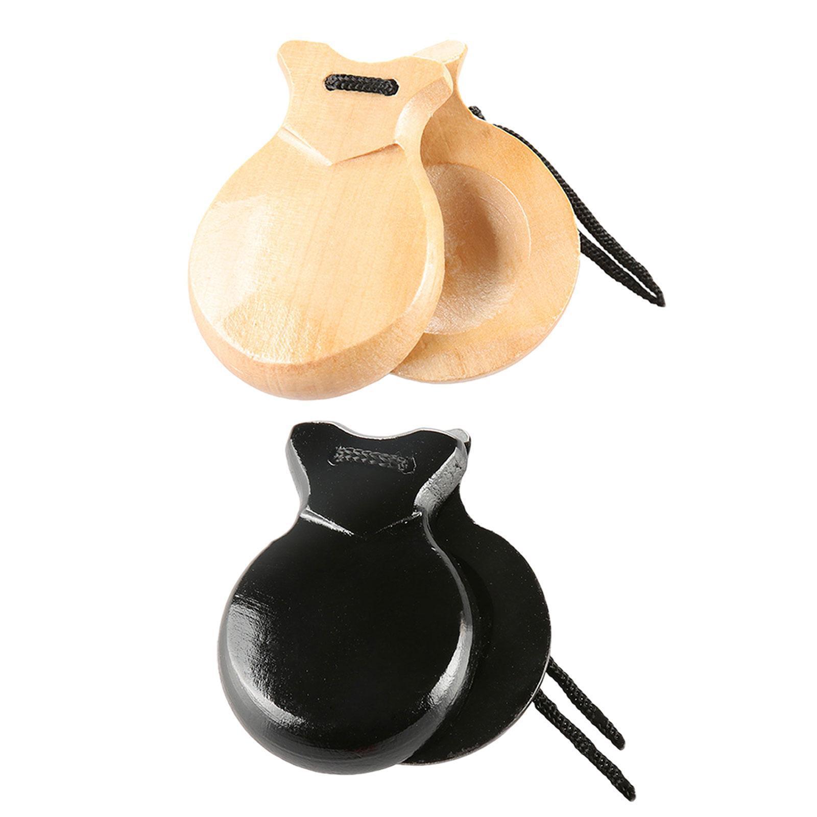 2x Solid Wood Spanish Clapper Handmade Castanets for Childrens Day Gift ...