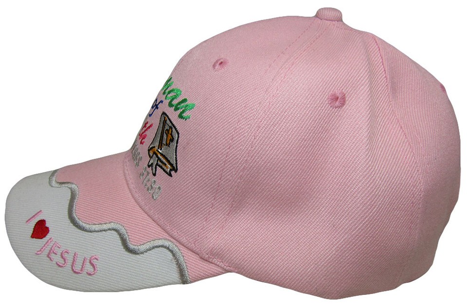Woman of Faith Proverbs Christian Jesus Pink White Embroidered Cap ...