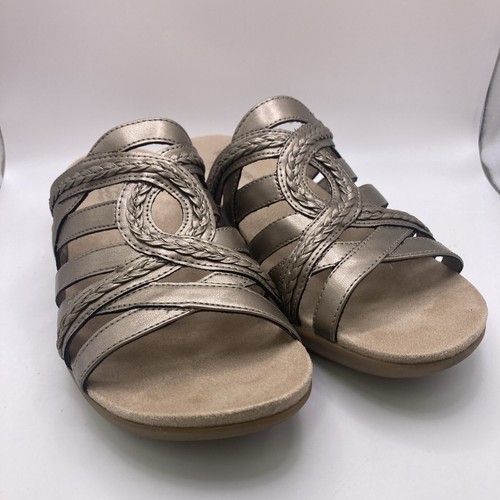 Kim Rogers Trixey Womens Ultra Comfort Tech Slip On Gold Sandals Size ...