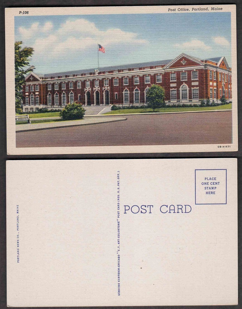 Old Maine Postcard - Portland - Post Office | eBay UK