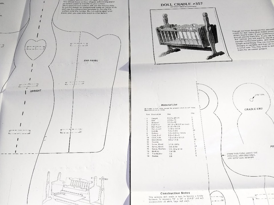 BLUEPRINT PLAN DOLL CRADLE Woodworking Plan & Spindles to make a doll ...