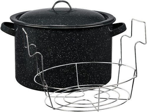 33 Qt Granite Ware Water Bath Canner with Collapsible Jar Rack Enamel ...
