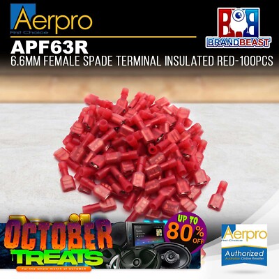 Aerpro APF63R 6.6mm Female Spade Terminal Insulated Red - 100 Pcs ...