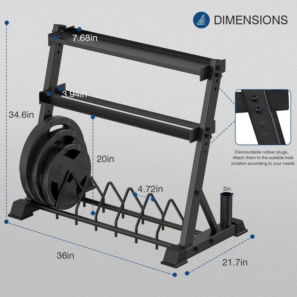 Dumbbell Rack 3-Tier Weight Plate Rack Storage Stand for Dumbbell ...