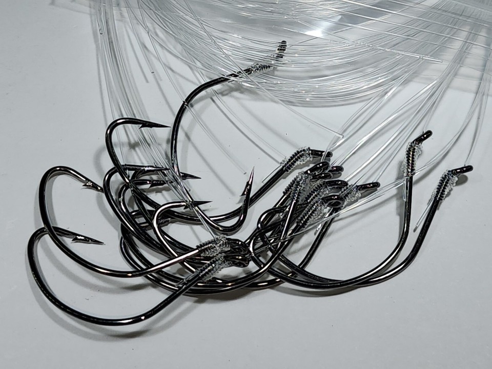 50 snelled 2/0 wide gap fishing hooks flounder fluke rigs 48 inch ...