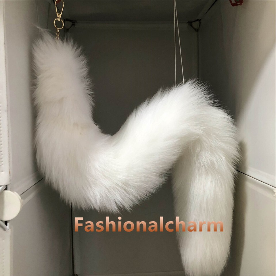 70cm/28" Real Fox Fur Tail Keychain Bag Charm Pendant Costume Patry ...