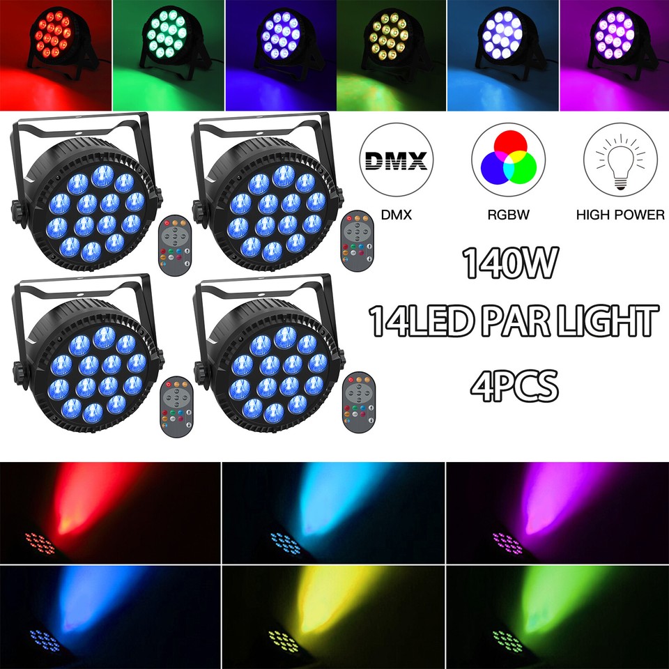 140W LED Par Light DMX RGBW Strobe Beam Stage Lighting Disco Party Wash ...