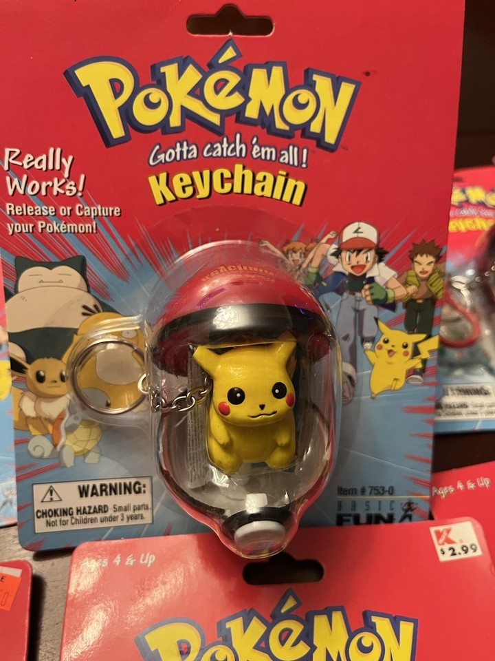 1999 Vintage Pokemon Pokeball Keychains Sealed Basic Fun Catch Release ...