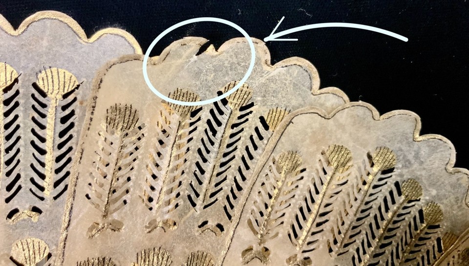 Antique Lady’s Fan Pierced Vellum Gold “Monture” Gilded Gold Dutch ...