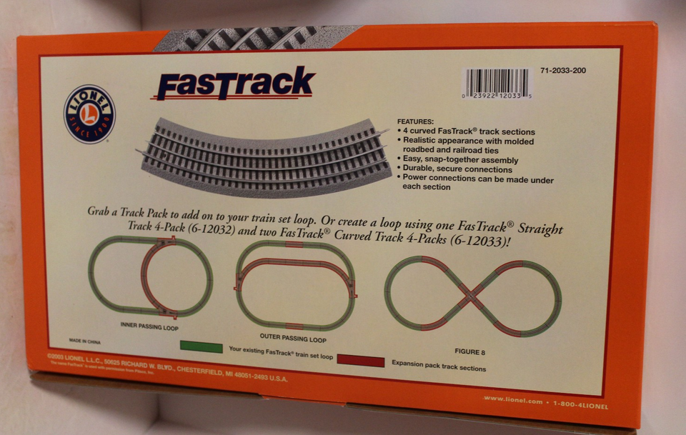 Lionel Train Fastrack NEW #6-12033 Curved Track 4 Pack 885317978927| eBay