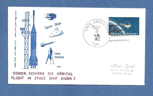 PROJECT MERCURY SIGMA 7 SCHIRRA LAUNCH OCT 3,1962 SPACECRAFT SPACE ...