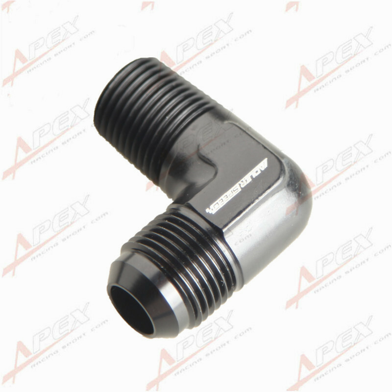 AN10 AN -10 TO 1/2" NPT 90 DEGREE MALE ALUMINIUM FITTING ADAPTER BLACK ...
