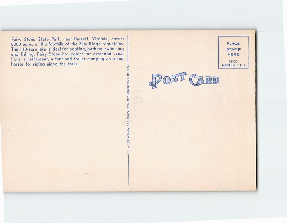 Postcard Water Sports on Lake at Fairy Stone State Park in Stuart ...