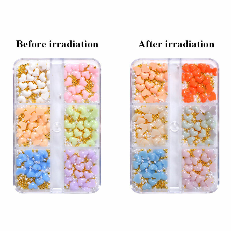 6/12 Grides Mixed Bead Nail Gem Pearl 3D Five-Petal Flowers Nails Art ...