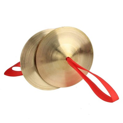 10pcs Brass Cymbals 9x9cm with Red Rope Small Size Musical Instrument ...