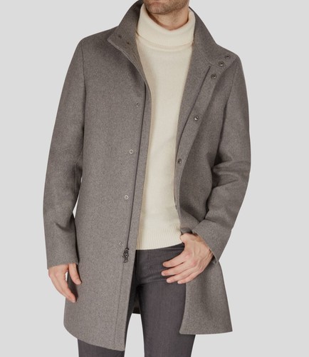 Calvin Klein Men's Gray Mayden Slim-Fit Wool Blend Overcoat Jacket Size ...