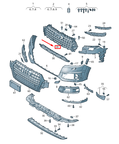 NEW AUDI Q7 4M FRONT GRILLE REINFORCEMENT 4M0807233C | eBay