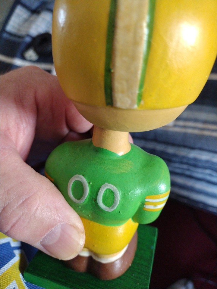 Vintage Green Bay Packers Wood Base RARE Football Bobblehead Nodder | eBay