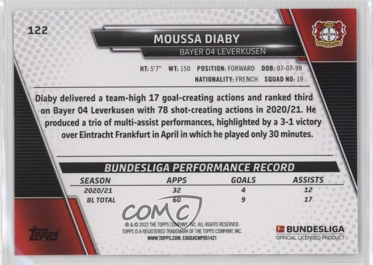 2021-22 Topps Bundesliga SP Image Variation Moussa Diaby #122 | eBay