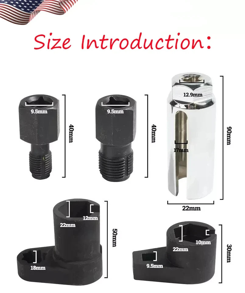 5PCS O2 Oxygen Sensor Socket Thread Chaser Set O2 Sensor Wrench Removal ...