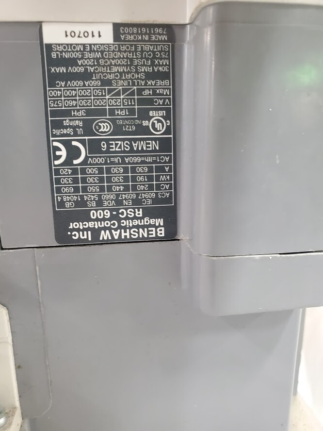 BENSHAW RSC-600 MAGNETIC CONTACTOR nema size 6 | eBay