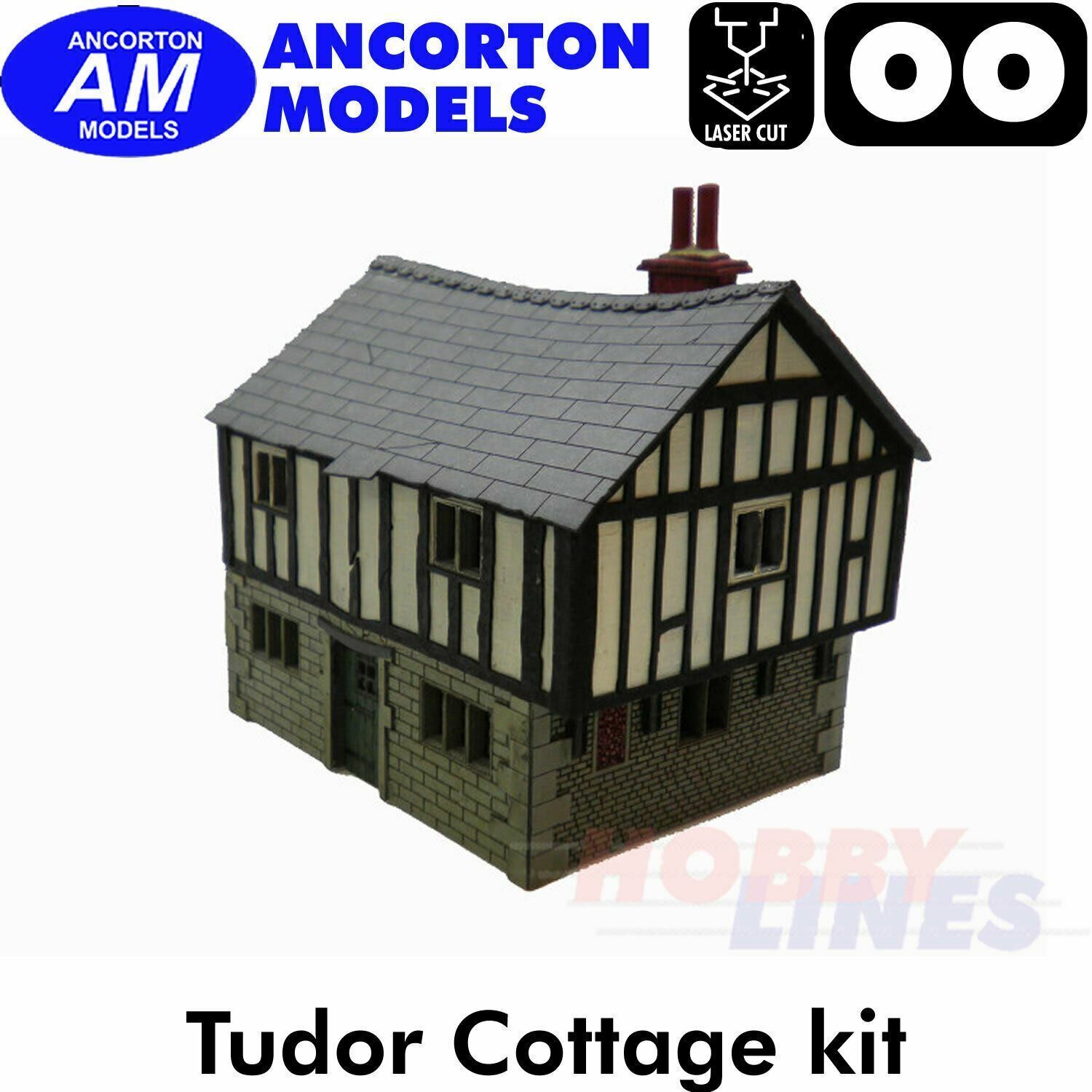 TUDOR COTTAGE laser cut Brick-Loc kit OO gauge 1:76 scale Ancorton ...