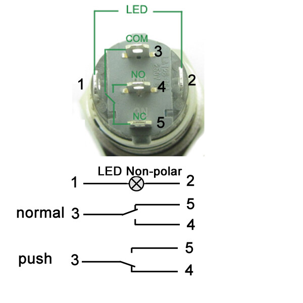 Push Button Switch Ring LED Light Momentary Latching Waterproof 16mm ...