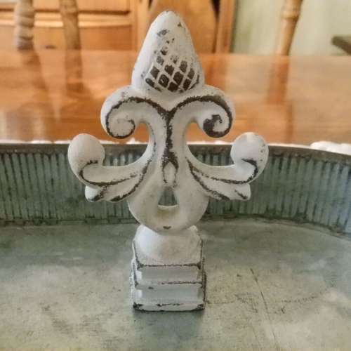 Vtg. Cast Iron Salvage Rustic Architectural Farm Finial 4.5" x 3" Fleur ...