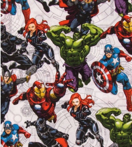 1/2 YARD Avengers Unite Superhero Cotton Calico Fabric BTHY 18" x 44 ...