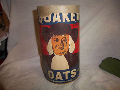 Quaker Oats Quaker Oat vintage Cardboard Canister Container Cereal Bin ...