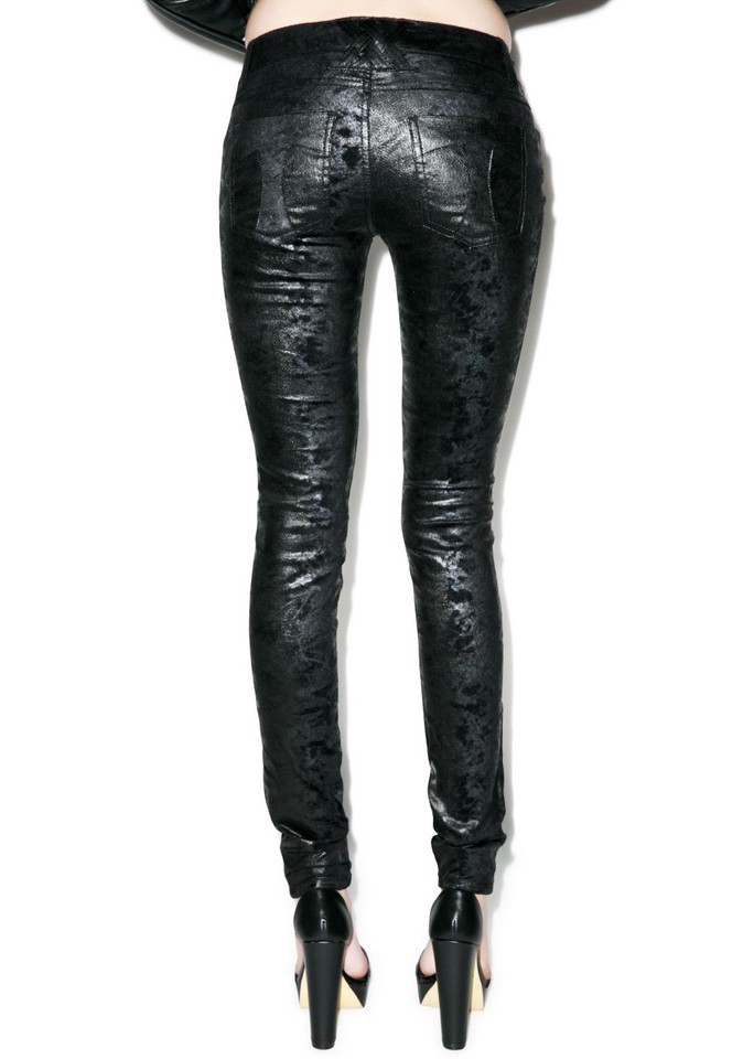 TRIPP OIL SLICK BLACK PANTS PUNK ROCKER JEANS SLIM SKINNY SHINY ANARCHY ...