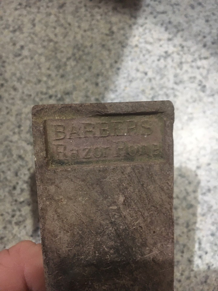RARE "BARBERS RAZOR HONE" Marked On Stone STRAIGHT RAZOR SHARPENING ...