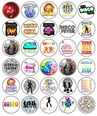 Disco Party Theme Edible Icing Cupcake Toppers Disco Cake Decorations ...